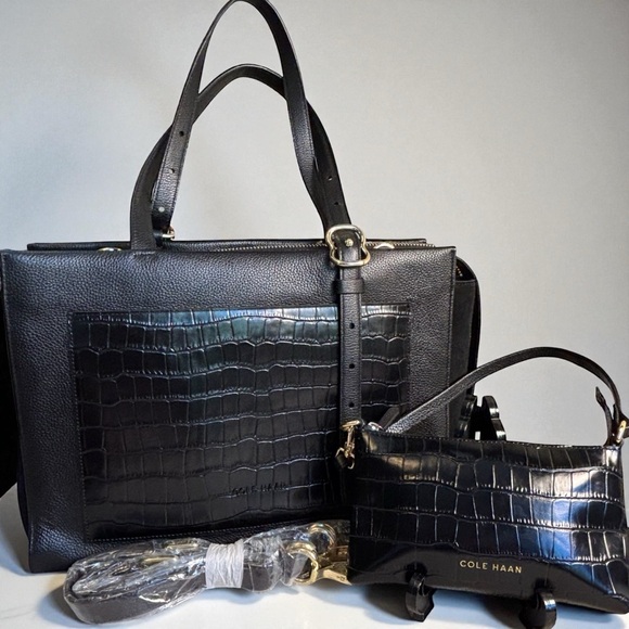 Cole Haan | Bags | Cole Haan Grandseries Croc Embossed Tote Mini Bag ...